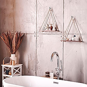 HomeBuddy Hanging Shelves - Adjustable Hanging Shelf, Wall Hanging Decor Set of 2, Lightweight, Premium Wooden Shelf from Bamboo, Hanging Plant Shelf for Bedroom and Living Room