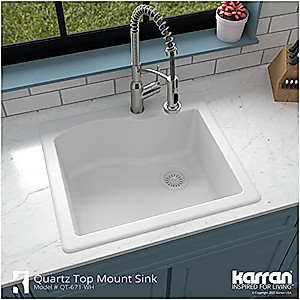 Karran Drop-In Quartz Composite 25 in. 1-Hole Single Bowl Kitchen Sink in White