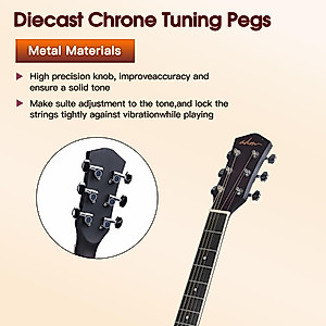 ADM Dreadnought Acoustic Guitar Kit with Free Online Lesson for Beginner Adult Teen Full Size Acustica Guitarra Starter Bundle Set with Bag Strap Tuner Capo Pickguard Music Stand, Right Hand 41 Inch