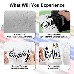 Black Permanent Vinyl - Glossy Black Adhesive Vinyl Roll for All Cutting Machine, Permanent Outdoor Vinyl 12" x11FT for Decor Sticker, Car Decal, Scrapbooking, Signs, Glossy & Waterproof