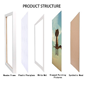 IOOSTAR 16x20 Diamond Painting Picture Frame ， Display Pictures 14 x 18 inch/35x45 cm with Mat or 16 x 20 inch/40x50 cm Without Mat ， Diamond Art Frame Wood White (YNCK0052)