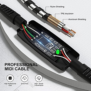 NUOSIYA USB to MIDI Cable 6.5Ft, USB MIDI Interface Adapter,MIDI to USB Cable Converter ​for Music Keyboard Piano to PC Mac Laptop Windows Android