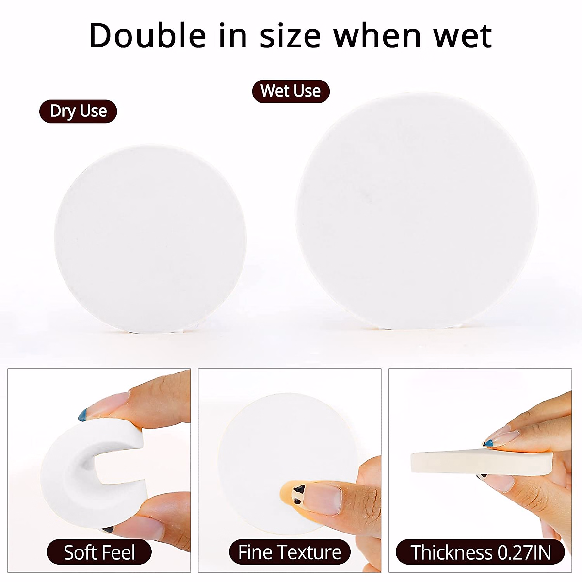 SMGSP 50 Pieces White Round Makeup Sponge Powder Puffs, Cosmetic Sponge Round Foam Pad, Makeup Beauty Eye Face Foundation Blender Suitable for All Skin Types, Wet and Dry Dual Use