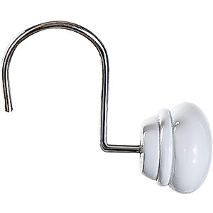 Creative Scents White Shower Curtain Hooks - Set of 12 White Shower Curtain Rings for Bathroom Shower Rod - Decorative Shower Hooks for Shower Curtain - Sturdy Easy to Glide Shower Rings for Curtain