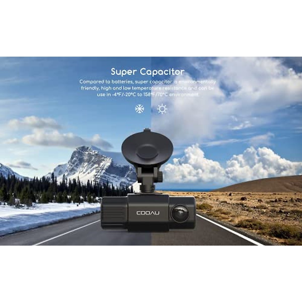 Dual Dash Cam with Built-in GPS, COOAU 1080P Front and Inside WiFi Dash Camera for Cars, Sony Sensor, Supercapacitor, 4 IR Night Vision, G-Sensor, Loop-Recording & Parking Mode (D20)