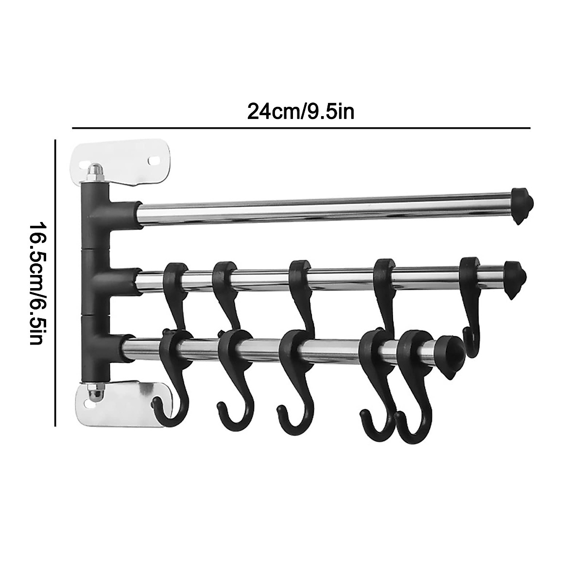 Multifunctional Organizer Wall Mounted Swivel Kitchen Utensil Holder 3 Tiers Towel Rack Hanging Storage Rack No Drilling Towel Holders for Bathroom Kitchen Cabinet Inside Wall Mounted