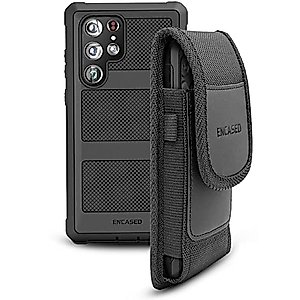 Encased 2-in-1 Belt Pouch with Rugged Case for Samsung Galaxy S22 Ultra - Shockproof Cover with Ballistic Nylon Phone Holster Clip (S22-ULTRA)