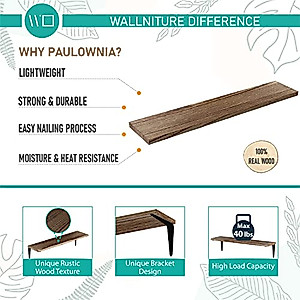 Wallniture Arras Floating Shelves Wall Mounted, Wall Shelves for Bedroom Decor, Floating Book Shelves for Wall, 24" Wall Shelf for Living Room & Bathroom, Floating Shelf for Kitchen, Set of 4 Burnt