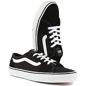 Vans Men's Filmore Decon Sneaker, Suede Canvas Blk White, 11