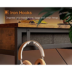 ODK 48 Inch Computer Desk with 3 Fabric Drawer, Home Office Desk Modern Work Writing Study Desk, Vintage