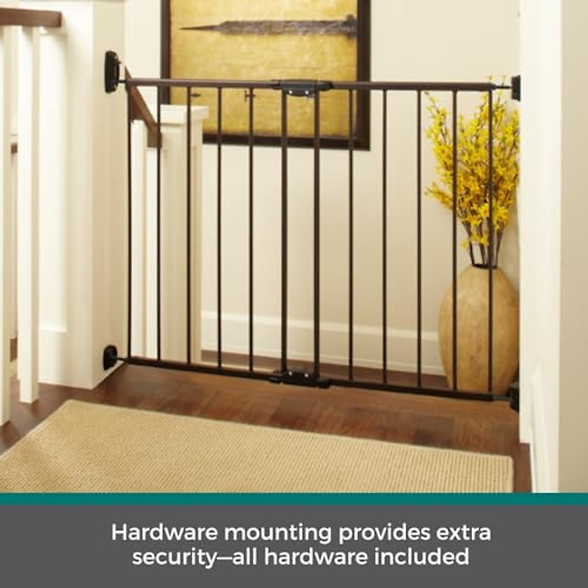 North States MyPet Windsor Walk Thru Pet Gate: 28.68" - 47.85" Wide Dog Gate. Hardware Mount, Dog Gates for the house, Cat Gate for Doorway. 31" Tall, Matte Bronze