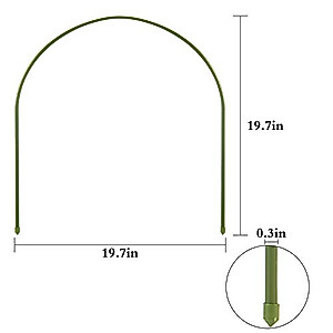 10pcs Garden Greenhouse Hoops, 19.7"x19.7" Grow Tunnel for Raised Bed, Bendable Rust Free Metal Gardening Hoop Houses Frame for Plant Cover Support Garden Fabric Low Growing Plant