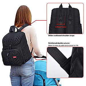 Diaper Bag Backpack, Tebio Multi-Function Large Capacity Waterproof Travel Backpack Nappy Bags, Gifts for Dad, Mom-Black