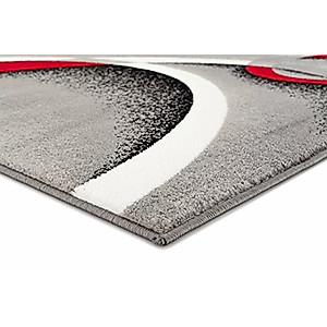Persian Area Rugs 2305 Gray Black Red White 6 x 9 Modern Abstract Area Rug Carpet