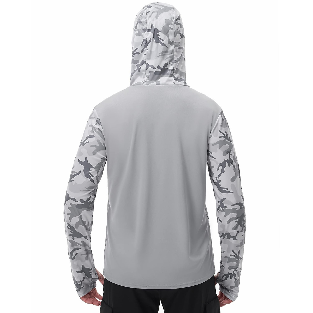 FISHEAL Mens SPF 50+ Fishing Hoodie Shirts - Long Sleeve Sun Protection Sweatshirts with Face Mask for Outdoor Running Wortout Hiking