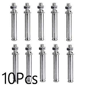 M8 x 60 mm External Hex Expansion Bolts Screws Sleeve Anchors, Stainless Steel, 10Pcs