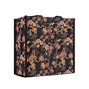 Signare Tapestry Shoulder Bag Shopping Bag for Women with Ume Sakura Design with Japanese Style