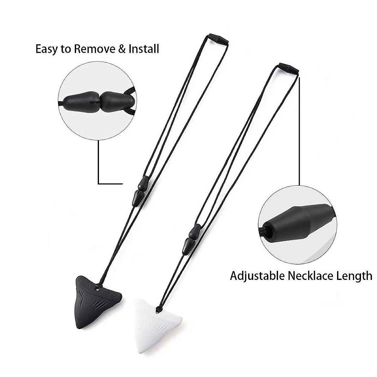 2 PCS Sensory Chew Necklaces - Chew Necklaces for Sensory Kids, Shark Tooth Necklace, Baby Teething Child Chewing Autism Adult, YQZIYOU