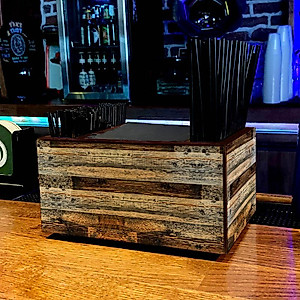 Bar Caddy - Rustic Wood Planks Design - 3 Compartment Caddy