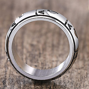 Jude Jewelers 8mm Stainless Steel Back Ace Spade Poker Wedding Games Promise Statement Cocktail Party Biker Ring (Silver, 9)