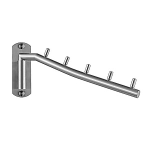 JQK Folding Clothes Hanger Rack, Stainless Steel Swing Arm Hook Holder, Clothing Hanging System Drying Closet Storage Organizer Brushed Finished Wall Mount, SHR100-BN