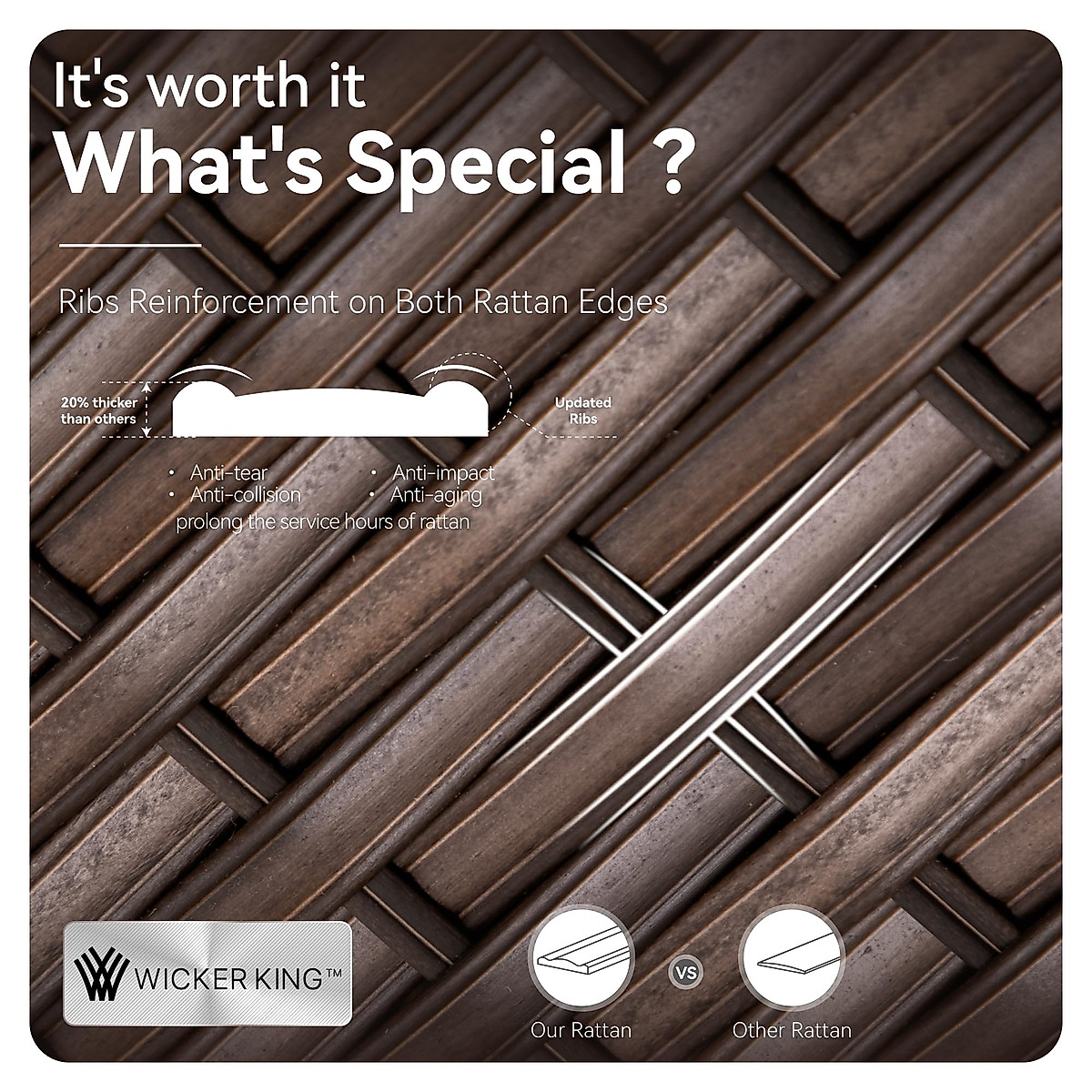 GREEN PARTY 7 Pieces Wicker Patio Furniture Set with 56" Fire Pit Table, All-Weather Outdoor Rattan Patio Half-Moon Curved Sectional Sofa Conversation Set for Garden, Backyard