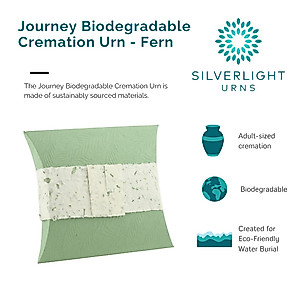 Journey Biodegradable Cremation Urn for Ashes - Fern, Earth Friendly Urn for Ground or Sea Burial, Eco Urn for Ashes, Adult Sized Cremation Urn