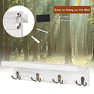 ETELI Coat Rack Wall Mount with Shelf 2 Pack Modern Coat Hooks with 8 Double Hooks Entryway Shelf with Hooks for Clothes Jackets Hats Towel Bathroom Bedroom Kitchen, Grey White