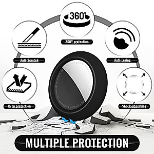 Adhesive Airtag Case, 4-Pack Black Silicone Protective Case for Air Tag Sticker Skin Cover Stick On TV Remote Wallet Car Bike Luggage Drone, Anti-Loss Sticky Airtag Mount Holder Accessories