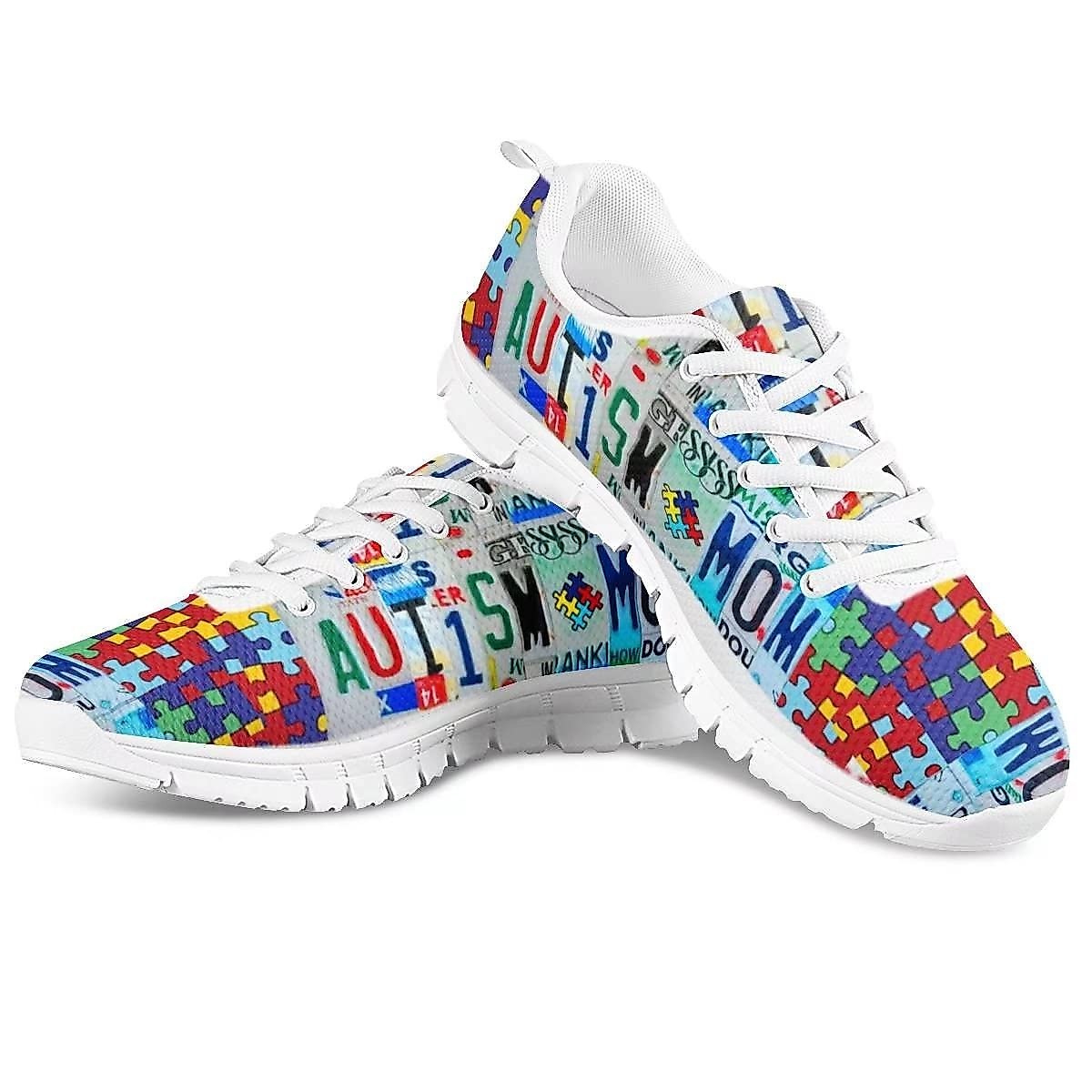 JoyLamoria Casual Sport Running Shoes Lightweight for Women Autism Mom Design Air Mesh Walking Sneakers US 8