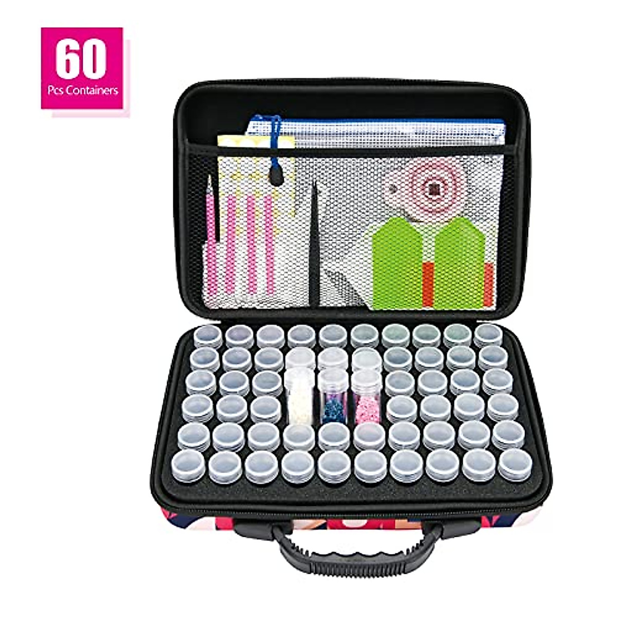 Admaiora 60 Slots Diamond Painting Storage Containers, Diamond Painting Kits with Tools, Diamond Painting Accessories for Diamond Art-Black