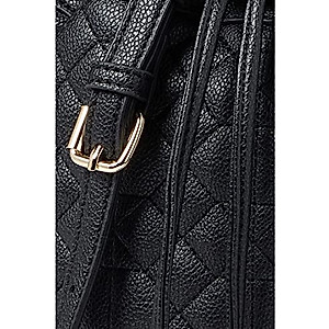 Anne Klein Womens Anne Klein quilted bucket crossbody, Black, One Size US