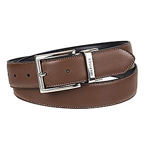 Tommy Hilfiger Men's Reversible Belt, Black/Brown Silver, 36