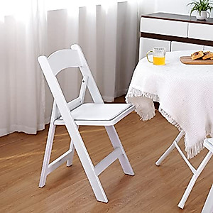 Allpop Resin Folding Chair with Vinyl Padded Seat, 550LB Capacity, Commercial Chair Set for Party Wedding Picnic Events, White