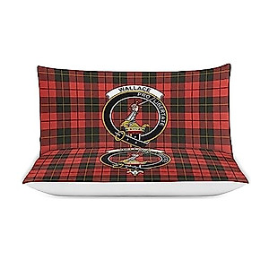 JIVWRC556 Ultra Soft Microfiber Breathable Comforter Cover Sets Wallace Hunting Red Tartan Clan Badge 3-Piece Bedding Set (1 Duvet Cover+2 Pillow Shams)