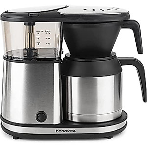 Bonavita 5 Cup Drip Coffee Maker Machine, One-Touch Pour Over Brewing w/ Double Wall Thermal Carafe, SCA Certified, 1100 Watt, BPA Free, Dishwasher Safe, Stainless Steel, BV1500TS