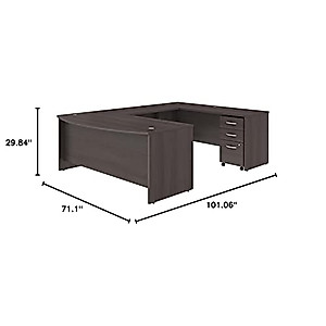 Studio C 72W x 36D U Shaped Desk with Mobile File Cabinet in Storm Gray