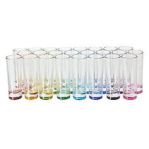 Juvale 24 Pack 2 oz Colorful Shot Glasses Bulk Set for Tequila, Whiskey, Vodka, Liqueurs, 8 Rainbow Colors