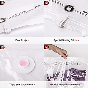 VMSTR Travel Vacuum Storage Bags with Electric Pump, 6 Pack Space Saver Bags for Clothes, Vacuum Bags for Blankets, Pillow, Toys