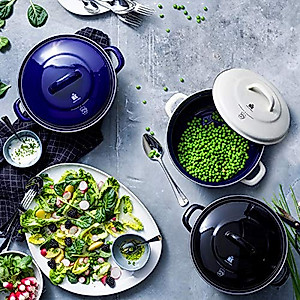 BK Indigo Aluminum Heavy-Gauge Carbon Steel, Induction, 3.5QT Nonstick Glaze Dutch Oven, Dishwasher Safe, Black