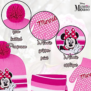 Disney Minnie Mouse Bowtique Girls Pink Hat Scarf and Glove Set - Size 4-14 [4014]