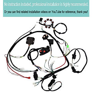 Complete Wiring Harness Kit Electrics ATV Wire Harness Kit with CDI Stator Regulator Ignition Switch Solenoid Relay For GY6 125cc 150cc Pit Bike Scooter ATV Quad Go Kart 4-Stroke Parts by Yolik