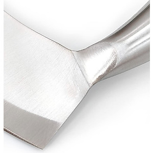 8.7 Inch Mezzaluna Knife With Wood Cutting Board - Stainless Steel Salad Chopper Rocker Pizza Cutter Rocker Knife Curved Blade Sharp Blade Double Handle Fruit Vegetable Mincing Knife