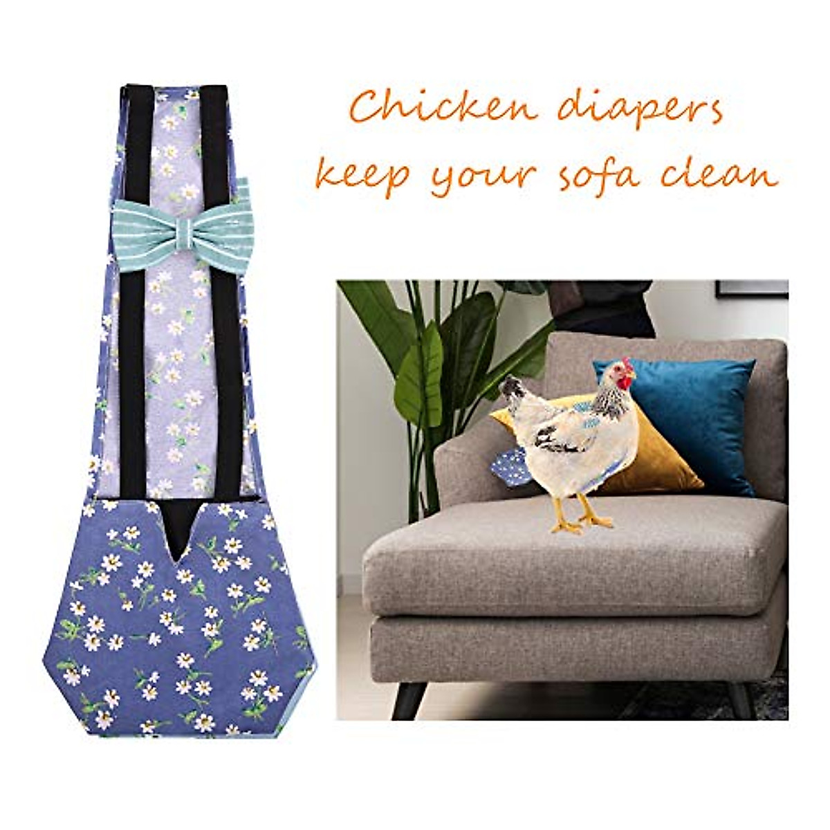 KAMA BRIDAL Chicken Diaper, Pet Diaper for Chook Duck Goose Adjustable Washable Reusable Diaper for Poultry 2 Pack
