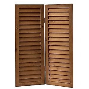 SOFE Wood Short Privacy Screen Indoor, 2.6 Ft Tall Shutters Folding Room Dividers 3 Panel, Brown Room Partitions and Dividers Freestanding, Farmhouse Foldable Wall for Home Bedroom Office