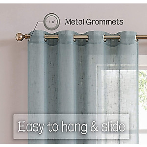 Spa Linen Sheer Curtain Panel Pairs 84 Inches Long with Grommets/Eyelets Rustic Window Treatment Drapery Sets for Living Room Bedroom Farmhouse, 54"x84", 2 Panels