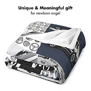 Kingdora Personalized Car Theme Baby Blanket, Blanket for Baby Boy, Monogrammed Baby Blanket, Baby Blanket with Name, Custom Baby Blanket with Name, Baby Fleece Blanket, Receiving Baby Blanket Boy