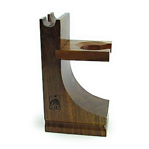 G.B.S Deluxe Wooden Shaving Razor and Shave Brush Stand - Safety Razor Brush Holder. Prolong The Life of Your Shaving Brush and Razor, Walnut Wood Finish
