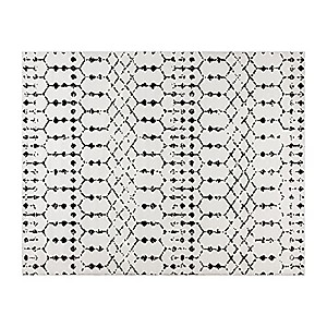 Flash Furniture Geometric Bohemian Low Pile Rug - 8' x 10' - Ivory/Black