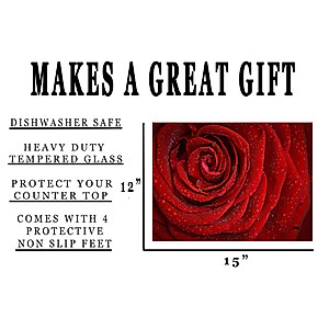 Flowers Red Rose Glass Cutting Board Decorative Gift For Mom Design